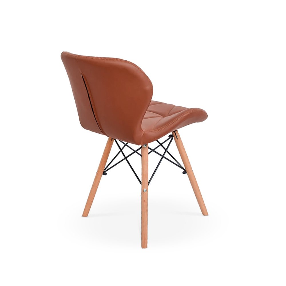 Cadeira Charles Eames Eiffel Slim Wood Estofada Marrom