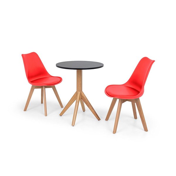Conjunto Mesa De Jantar Maitê 60cm Preta Com 2 Cadeiras Eames Wood Leda