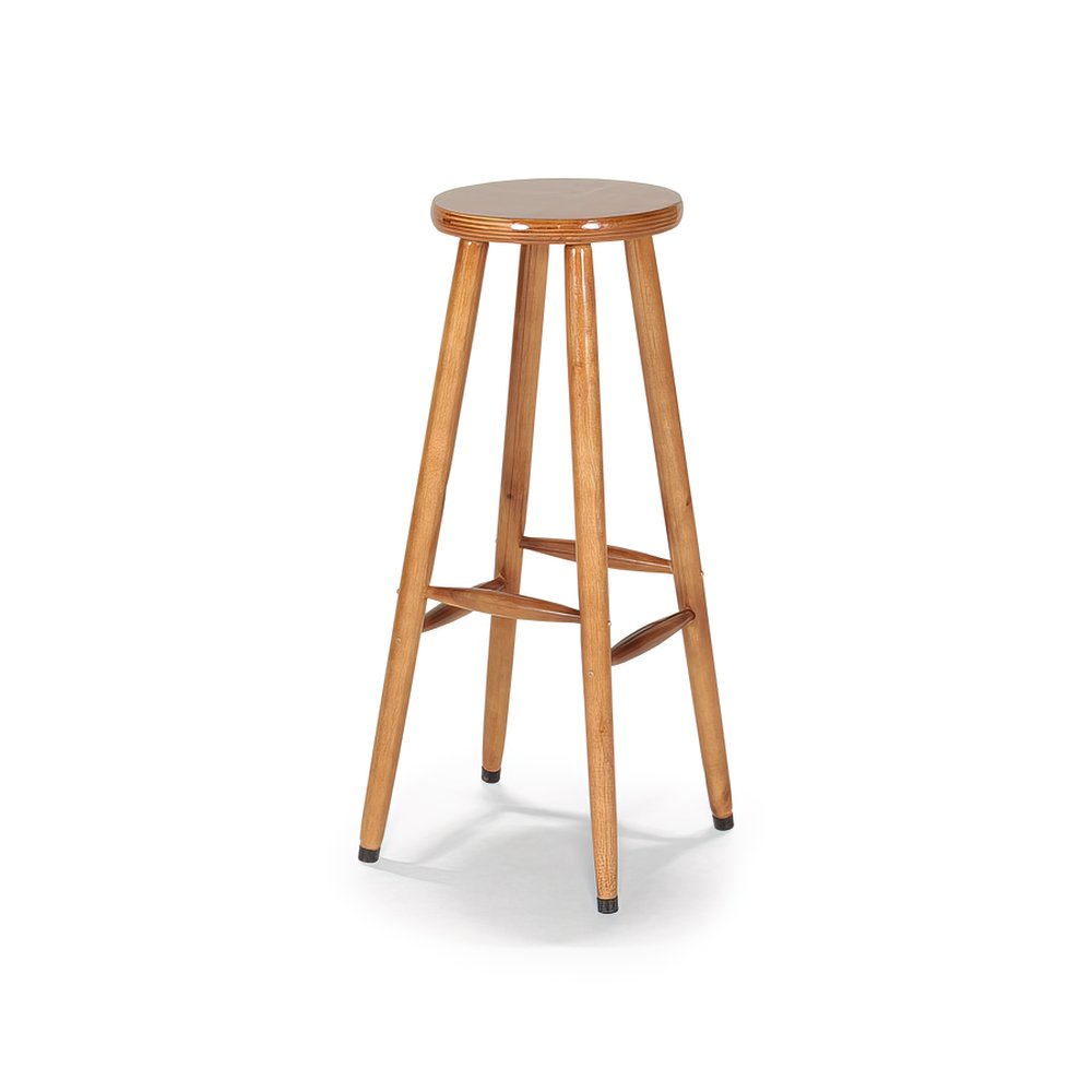 Banqueta Alta em Madeira Sem Encosto Forte Natural