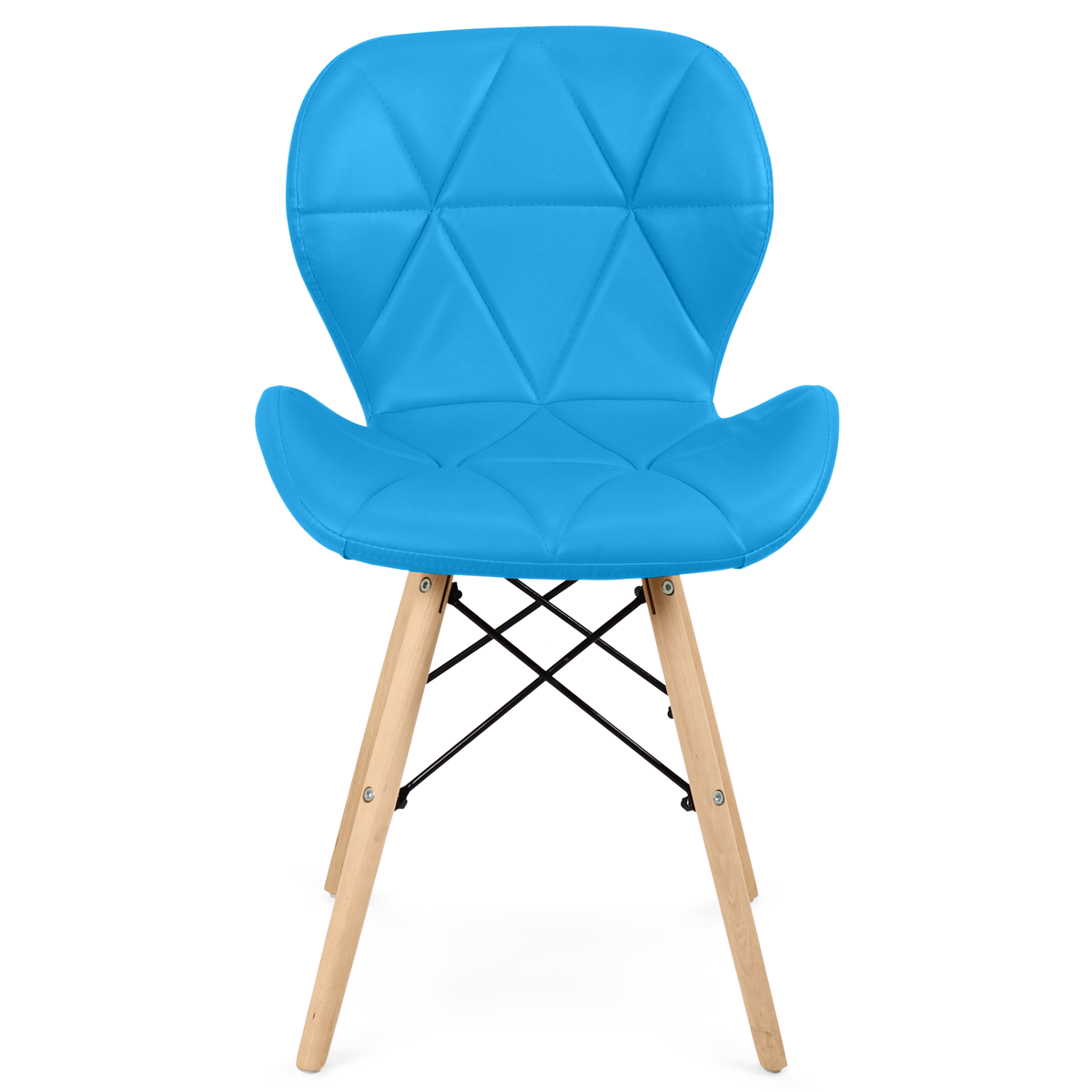 Cadeira Charles Eames Eiffel Slim Wood Estofada Azul