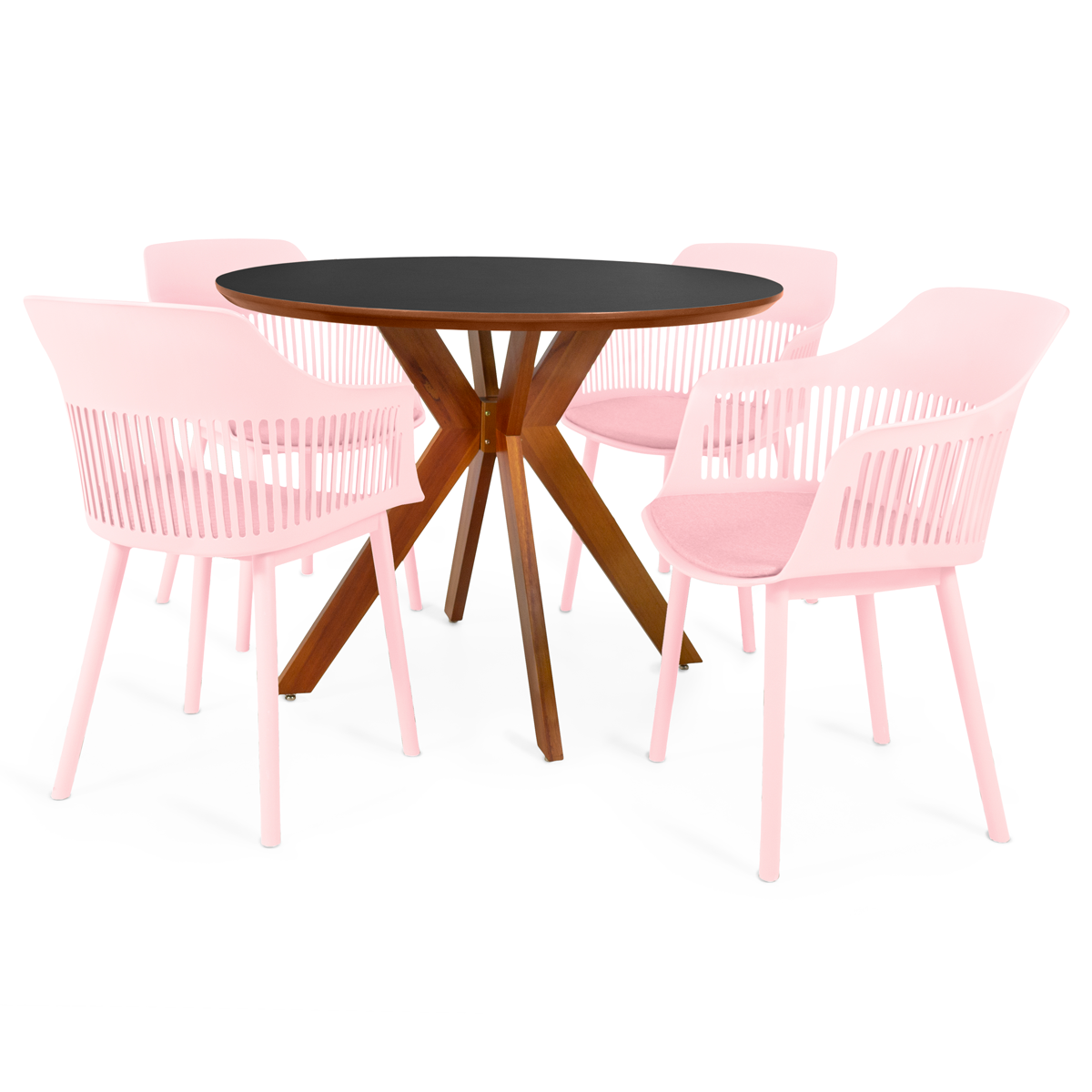 Conjunto Mesa de Jantar Redonda Marci Premium 100cm Preta com 4 ...